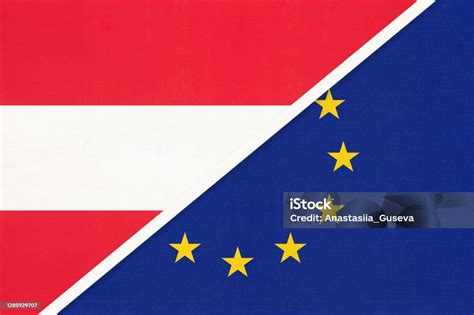 오스트리아와 유럽 연합 또는 유럽 연합 은 섬유에서 국기의 상징 Championship에 대한 스톡 벡터 아트 및 기타 이미지 Championship Schengen