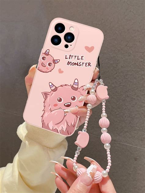 Funda para móvil con patrón de monstruo de dibujos animados con acollador Moda de Mujer