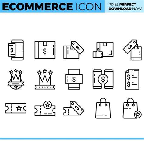 Conjunto De Iconos De Comercio Electrónico Vectorial Vector Premium