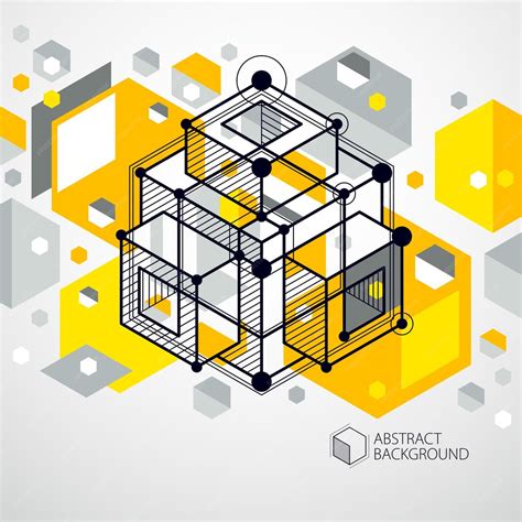 Premium Vector Isometric Abstract Yellow Background With Linear
