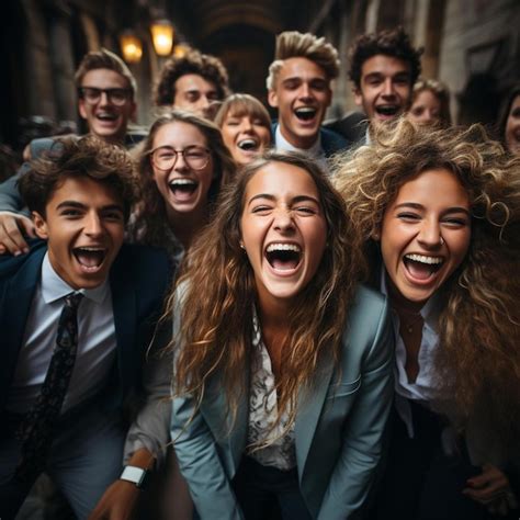 Premium Ai Image A Group Of Young People With Their Mouth Open And