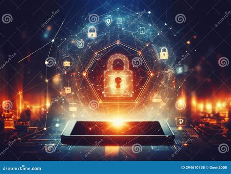 Internet Security System Concept Background Generative Ai Art Stock Illustration Illustration