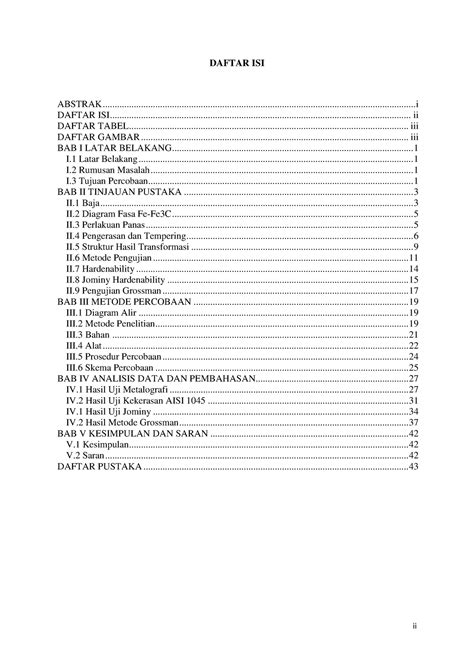 Laporan Praktikum Perlakuan Panas Part 1 Ii DAFTAR ISI ABSTRAK