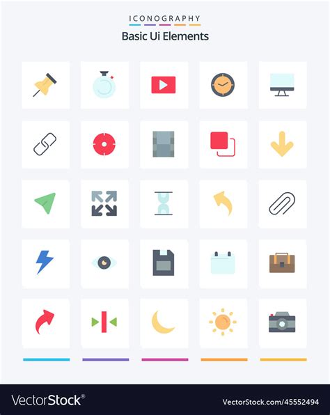 Creative Basic Ui Elements 25 Flat Icon Pack Vector Image
