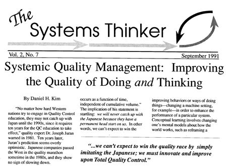 The Systems Thinker Systemic Quality Management Improving The