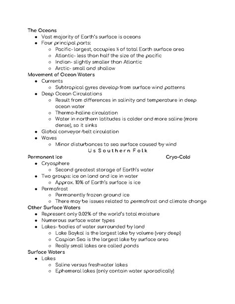 Landforms Test 3Notes Lecture Notes 10 The Oceans Vast Majority Of Earths Surface Is Oceans