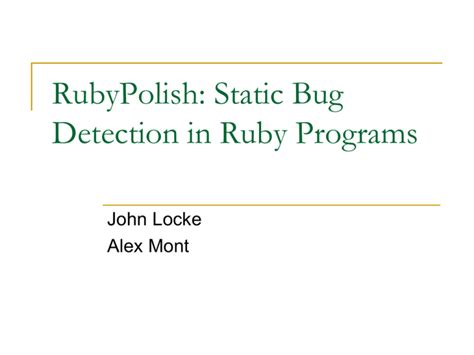 Ruby Polish Static Bug Detection In Ruby Programs