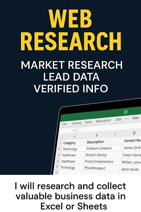 Research And Collect Valuable Business Data In Excel Or Sheets By
