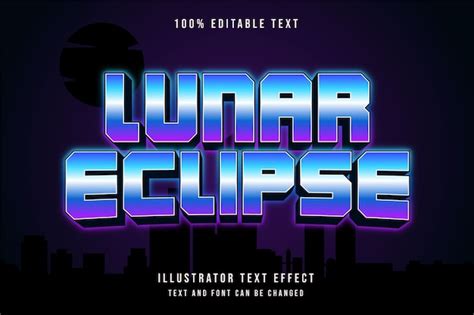 Premium Vector Lunar Eclipse3d Editable Text Effect Blue Gradation Pink Neon Text Style