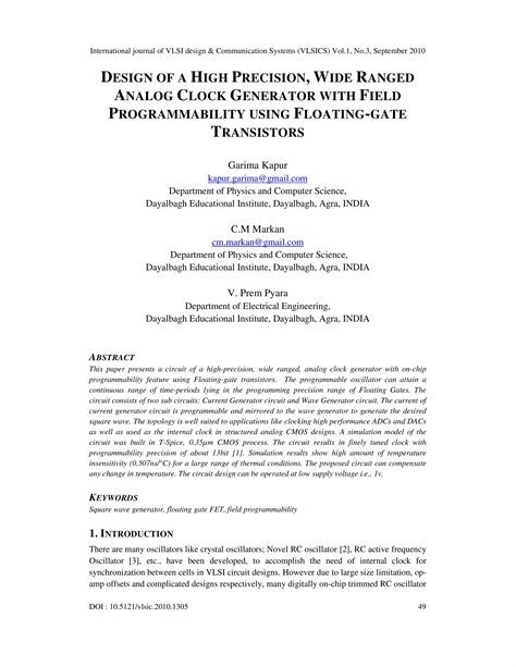 design of a high precision wide ranged analog clock generator with