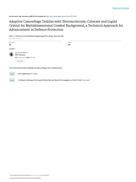 Adaptive Camouflage Textiles Pdf