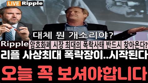 리플전망 리플 Xrp 최대의 악재가 터졌습니다 개인투자자들은 이제 어쩌나 오늘 영상은 꼭 보셔야합니다 리플전망