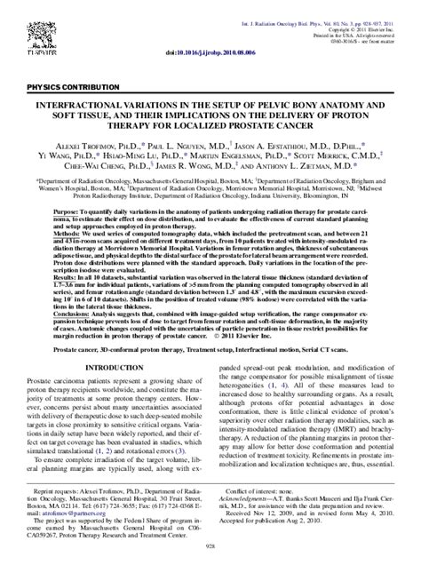 Pdf Interfractional Variations In The Setup Of Pelvic Bony Anatomy