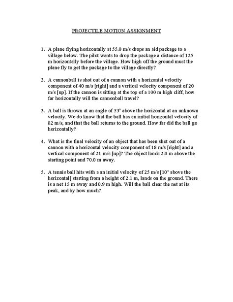 Projectile Motion Assignment Projectile Motion Assignment A Plane