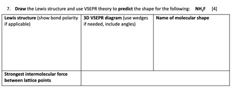 Solved Draw The Lewis Structure And Use VSEPR Theory To Chegg