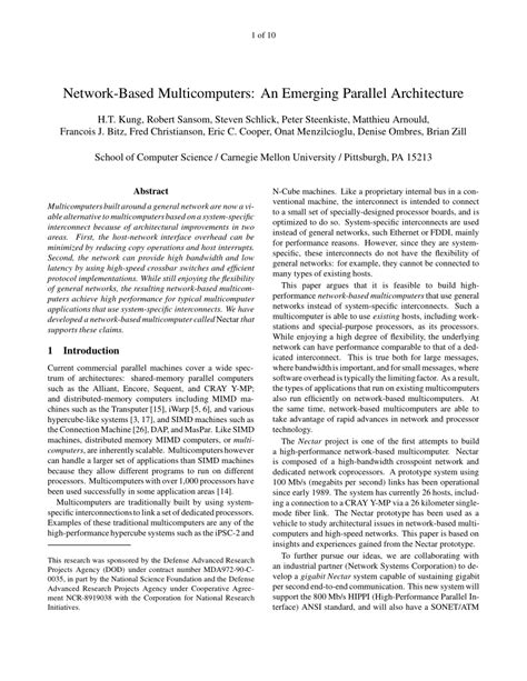 Pdf Network Based Multicomputers An Emerging Parallel Architecture