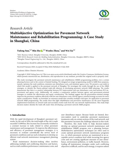 Pdf Multiobjective Optimization For Pavement Network Maintenance And