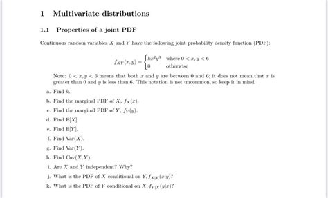 solved 1 multivariate distributions 1 1 properties of a