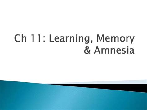 ppt ch 11 learning memory and amnesia powerpoint presentation id