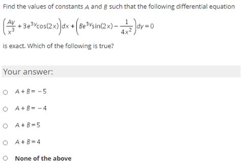 Solved Find The Values Of Constants A And B Such That The Chegg Com