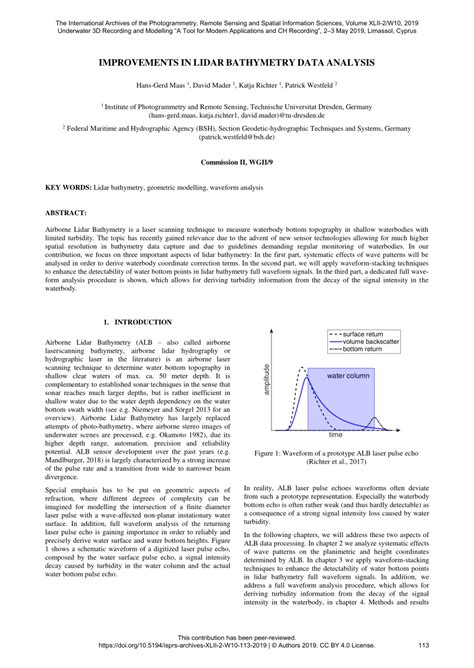 Pdf Improvements In Lidar Bathymetry Data Analysis