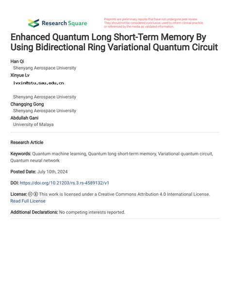 Pdf Enhanced Quantum Long Short Term Memory By Using Bidirectional