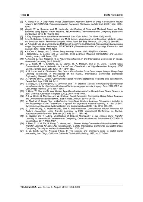 Training Of Convolutional Neural Network Using Transfer Learning For Aedes Aegypti Larvae Pdf