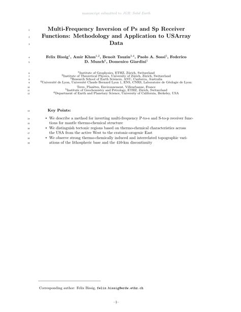 pdf multi‐frequency inversion of ps and sp receiver functions
