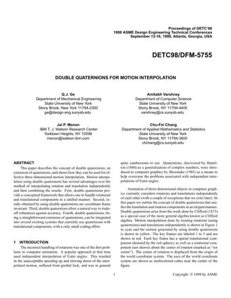 Double Quaternion For Motion Interpolation Computational Design