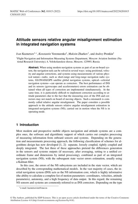 Pdf Attitude Sensors Relative Angular Misalignment Estimation In