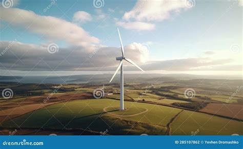 Generative Ai Wind Turbines In A Field Green Farm Landscape Environmentally Eco Friendly
