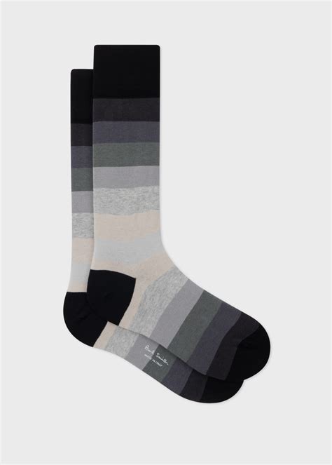 Mens Black Gradient Stripe Socks