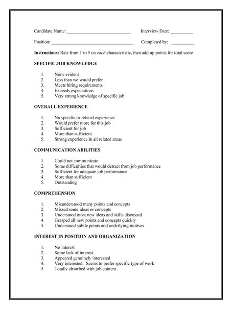 Behavioral Interview Guide Instructions Form Fill Out And Sign