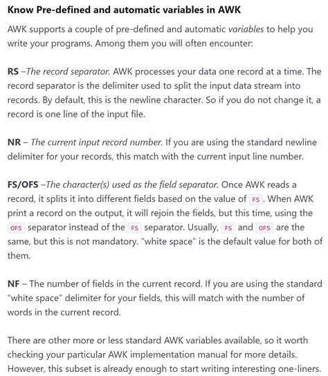 Awk Predefined Variables Regular Expression Variables Tutorial