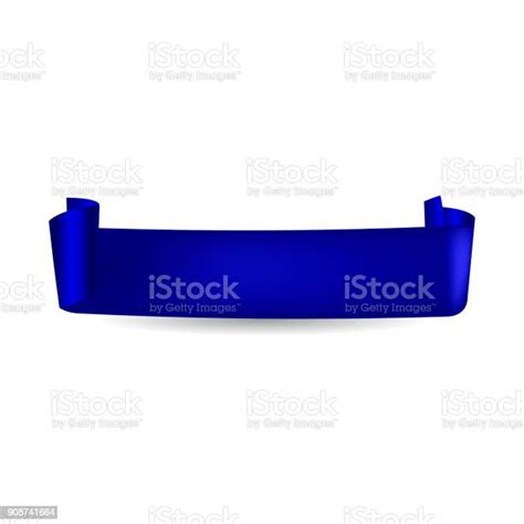 흰색 바탕에 리본 벡터 아이콘 블루 색상입니다 고립 된 배너 모양 그림 0명에 대한 스톡 벡터 아트 및 기타 이미지 0명