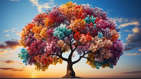 Colorful Tree With Many Branches Generative Ai Stock Illustration Illustration Of Spring