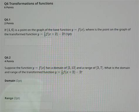 Solved Q6 Transformations Of Functions 6 Points Q61 2