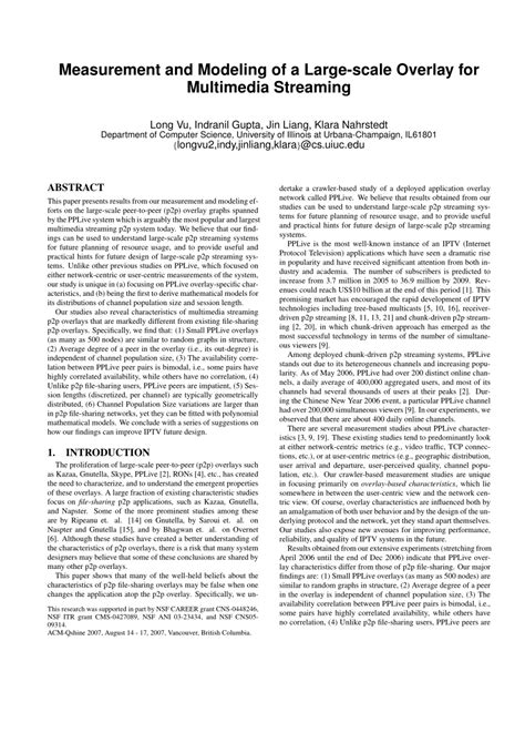 PDF Measurement And Modeling Of A Large Scale Overlay For Multimedia Streaming