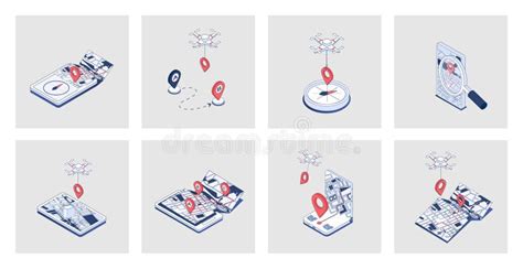 Gps Navigation Concept Of Isometric Icons In 3d Isometry Design For Web