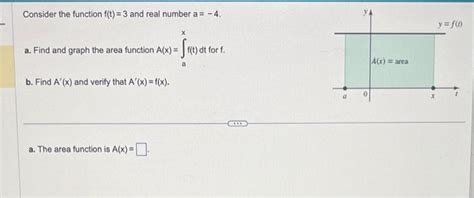 solved consider the function f t 3 and real number a −4 a