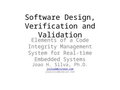 Ppt Software Design Verification And Validation Elements Of A Code Integrity Management