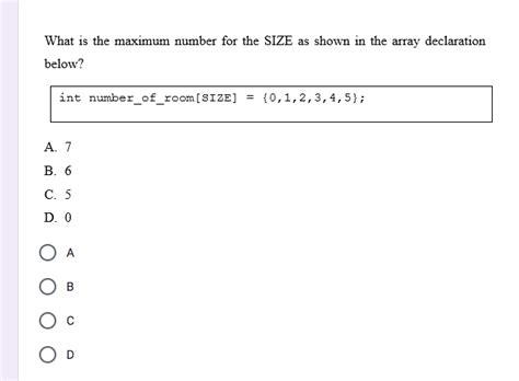 Solved What Is The Maximum Number For The SIZE As Shown In Chegg Com