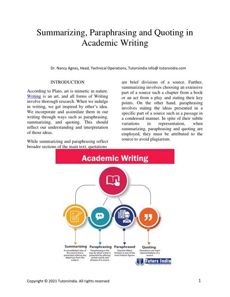Ppt Summarizing Paraphrasing And Quoting In Academic Writing Uk Uae Australia Newzealand 1