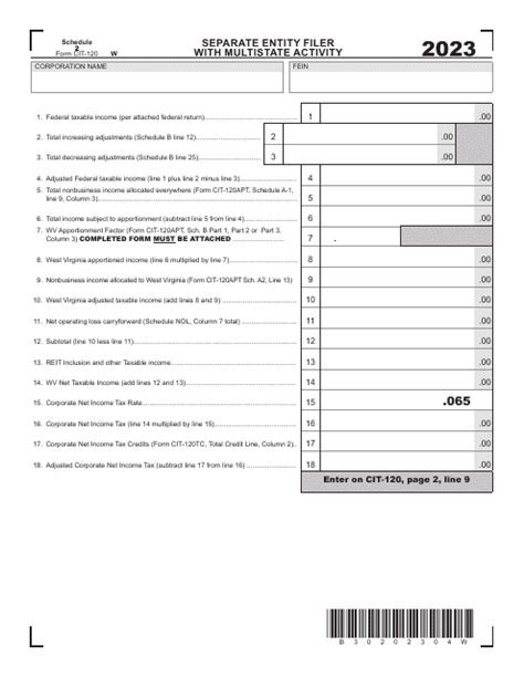 Form Cit 120 Schedule 2 Download Printable Pdf Or Fill Online Separate Entity Filer With