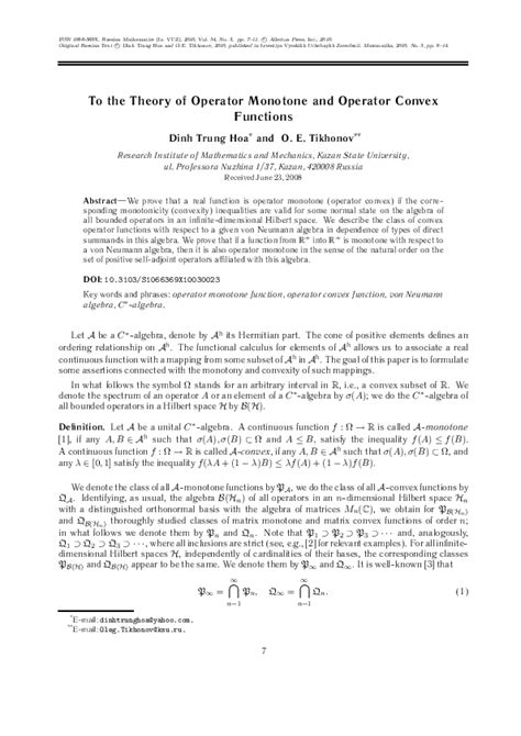 pdf to the theory of operator monotone and operator convex functions