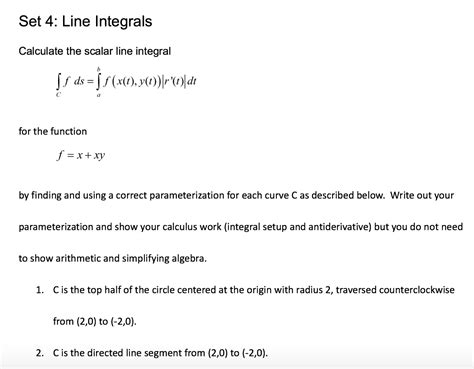 solved set 4 line integrals calculate the scalar line