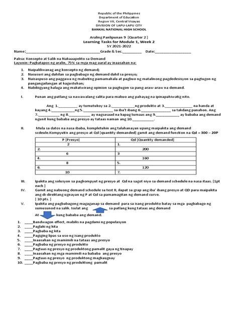 learning tasks for module 1 week 2 bankal national high school pdf