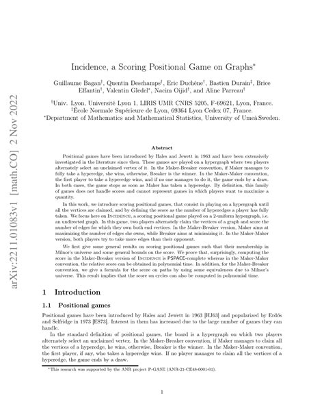 pdf incidence a scoring positional game on graphs