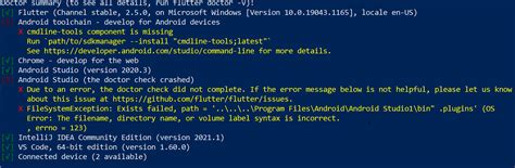 Error When Running Flutter Doctor · Issue 90245 · Flutterflutter · Github