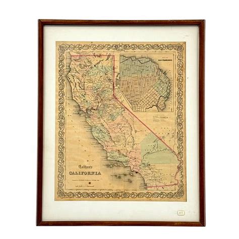 1855 Colton Cartographic Color Map Of California And San Francisco Sold